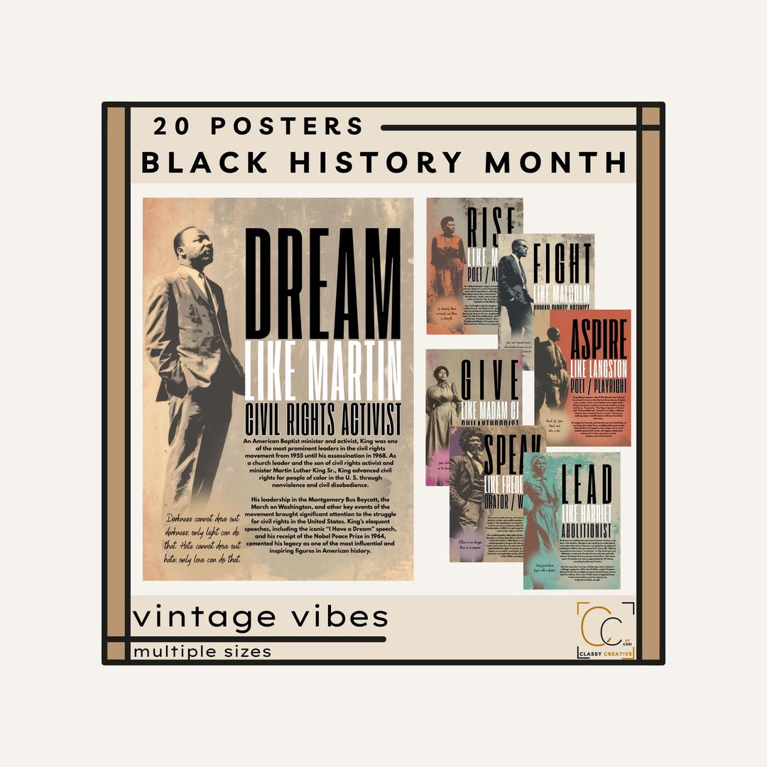 Black History Month Vintage Poster Bundle: African American Activists ...