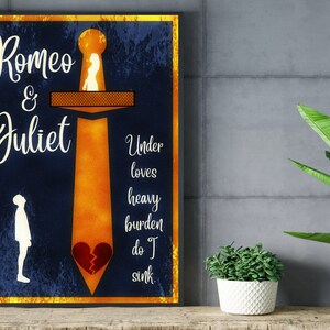 Romeo and Juliet Movie Poster, Shakespeare Wall Art, Romeo & Juliet ...