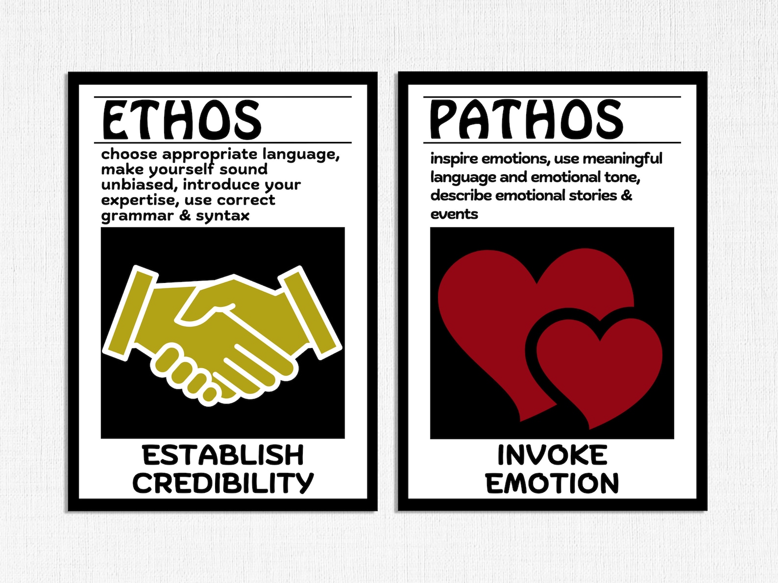 Rhetorical Appeals Posters: Ethos Pathos Logos Kairos High School AP ...