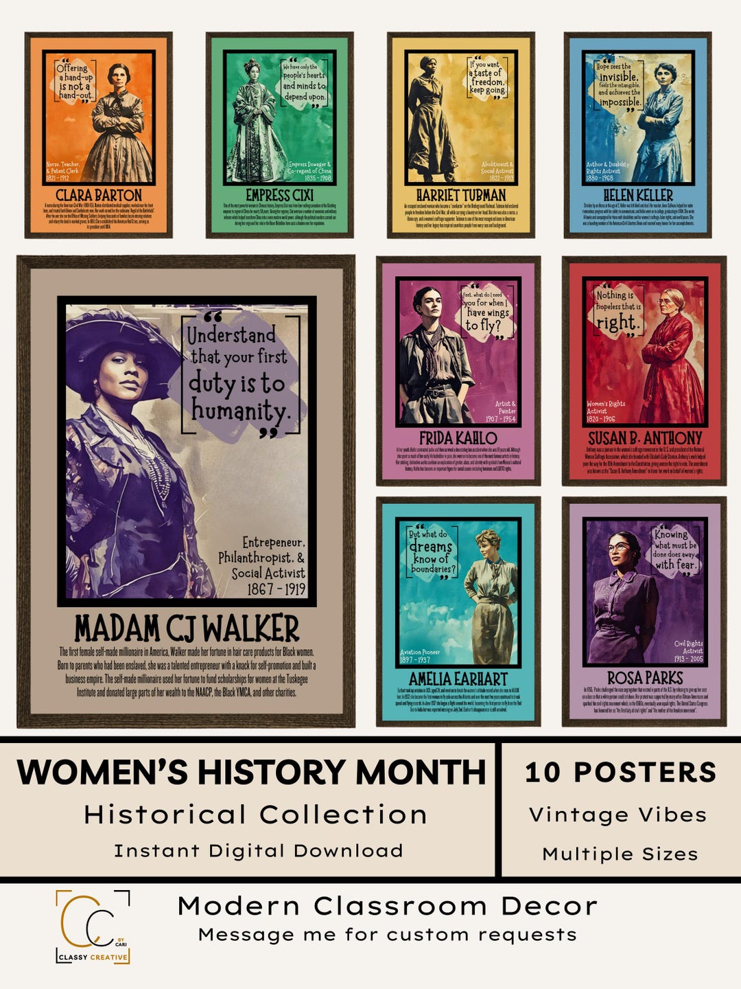 Women's History Month Poster Set 2: Famous Female Leaders Inspiring ...