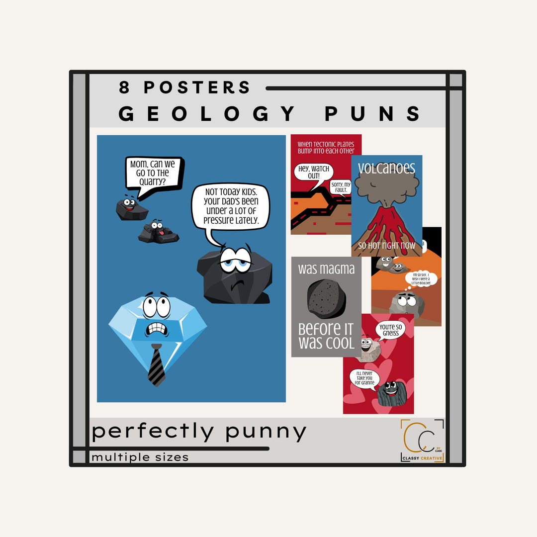 Geology Puns Posters: Funny Social Studies Classroom Decor Geology ...