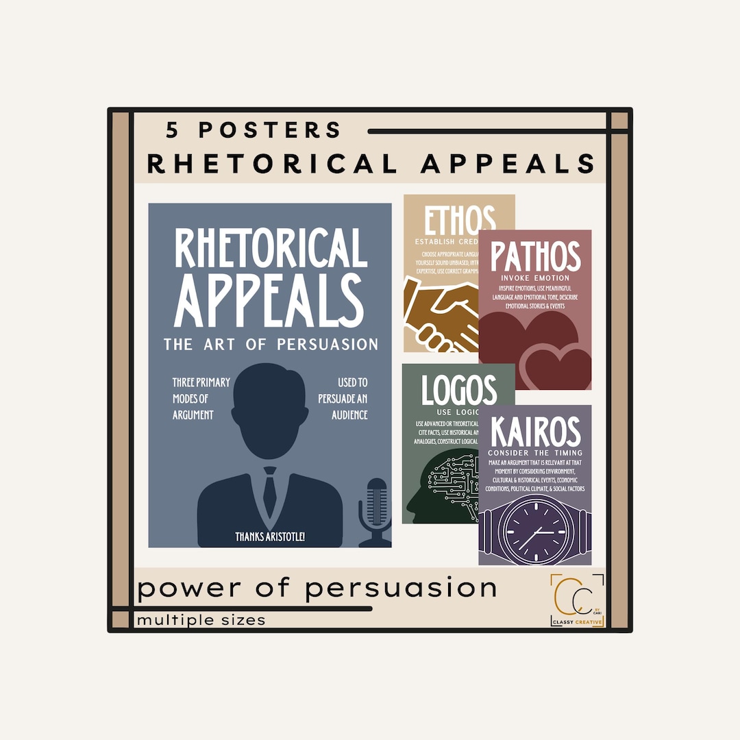 Rhetorical Appeals Posters: Ethos Pathos Logos Kairos High School ...