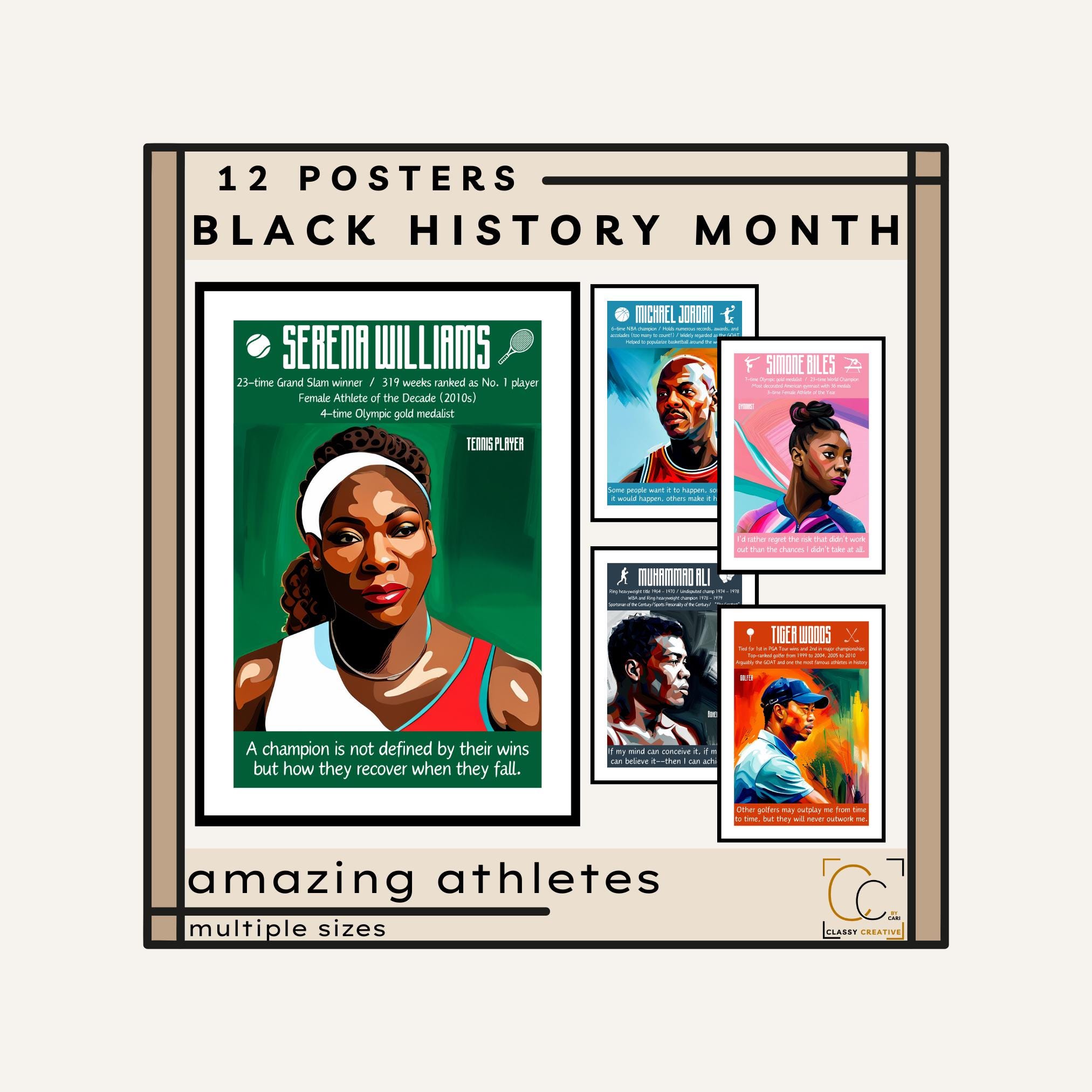 Black History Month Athletes Posters: Inspiring African Americans in ...