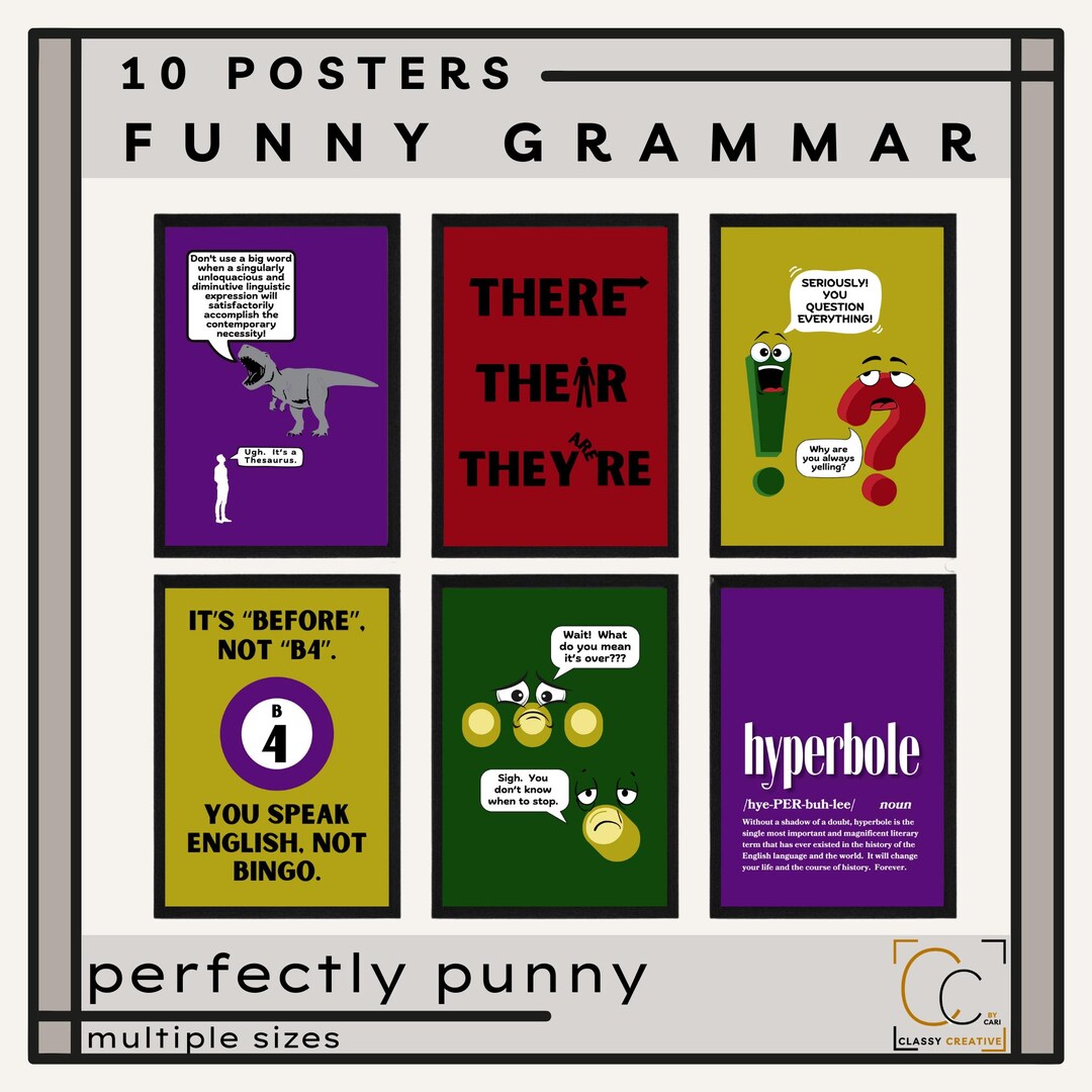 Funny English Classroom Posters Funny Grammar Punctuation Posters High ...