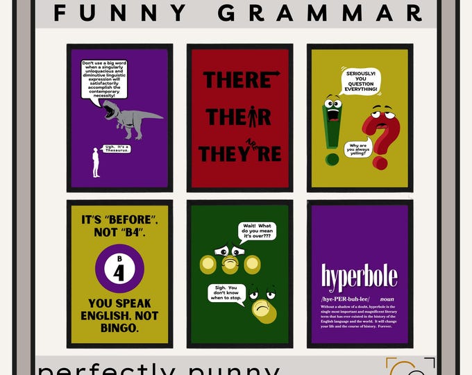 Funny Grammar Posters; English Literature Classroom Prints; Educational ...