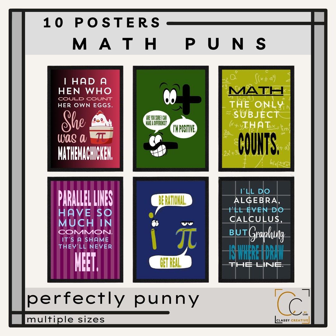 Mathematics Puns Funny Math Classroom Decor Math Jokes Posters High ...