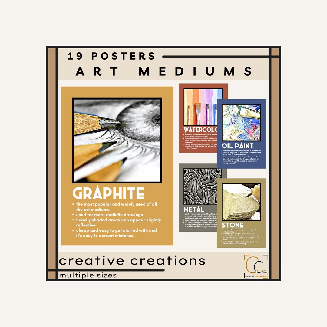 Art Mediums Classroom Poster: High School Art Classroom Decor Sculpture ...