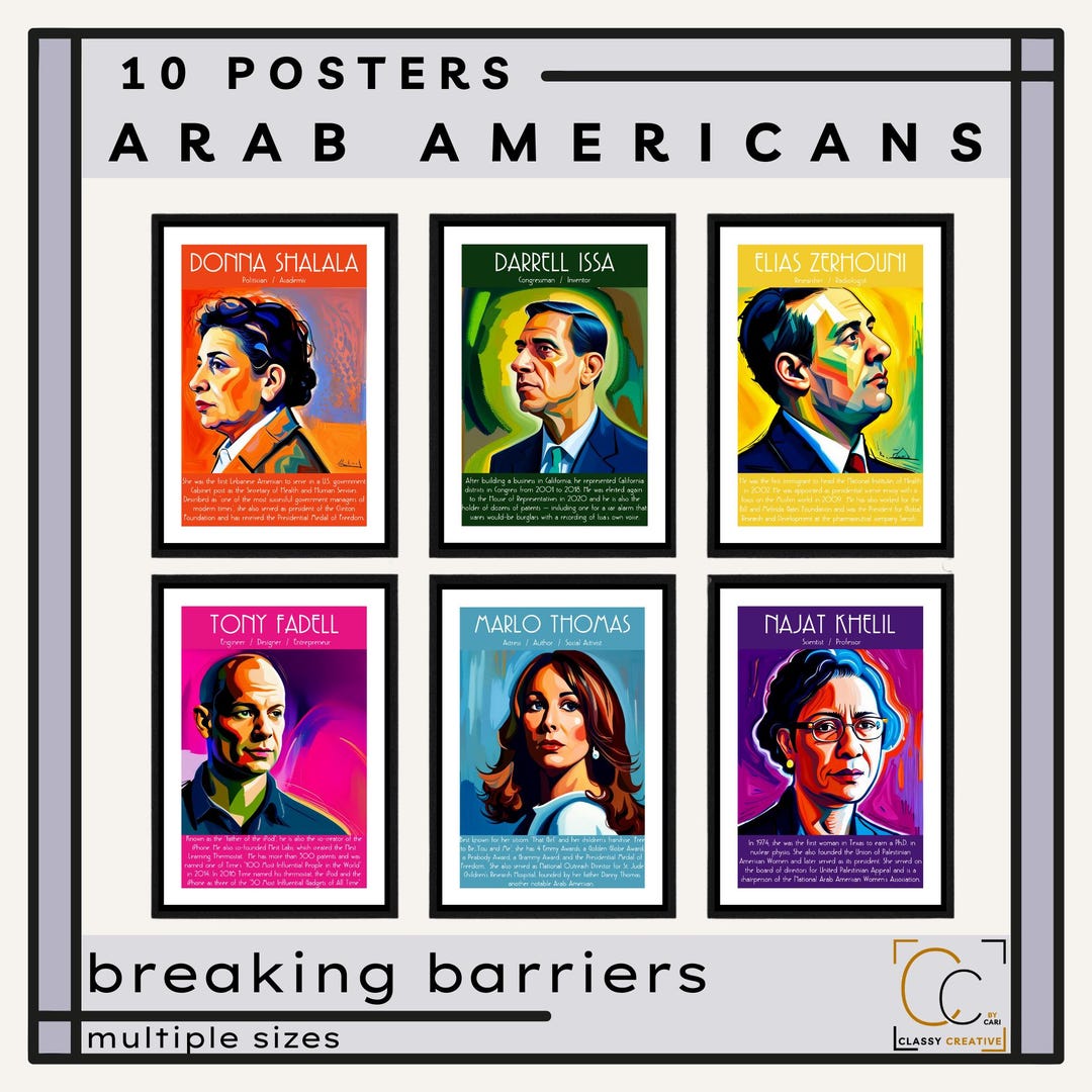 Arab American Heritage Month Posters - Set 2 Famous Arab Americans Arab ...