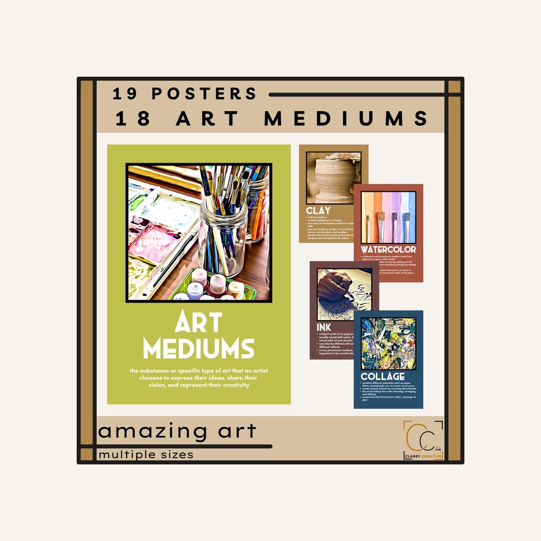 Art Mediums Classroom Posters: High School Art Class Decor (digital ...