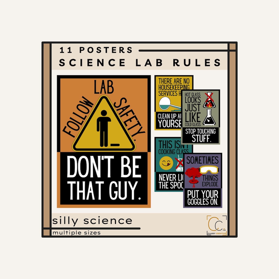Funny Science Lab Safety Rules Posters: Middle School Science Classroom ...
