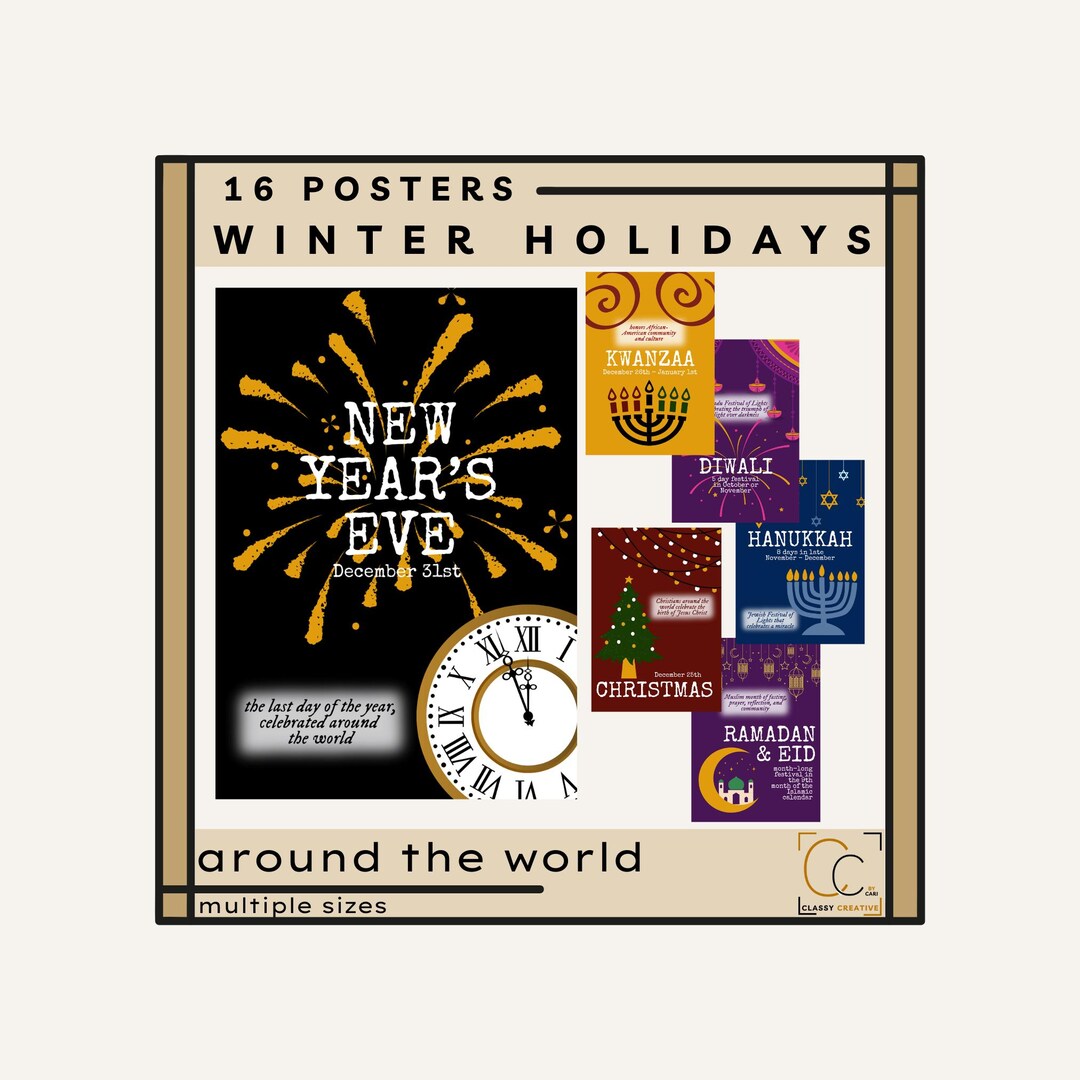 Winter Holidays Posters: Diverse World Celebrations Festivals Winter ...