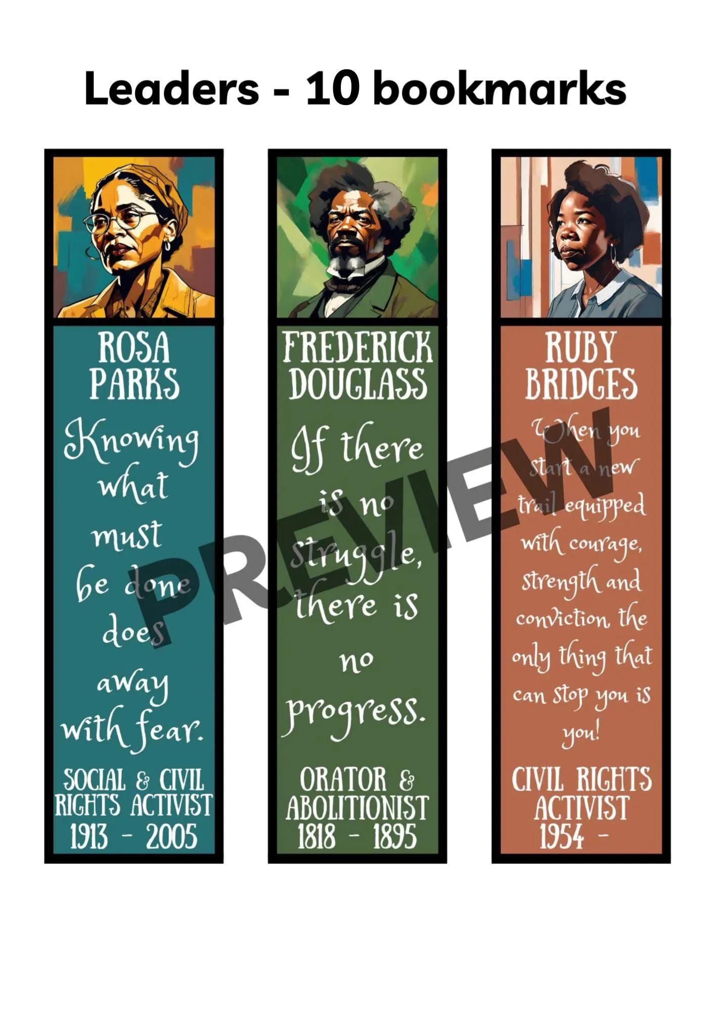 Black History Month Bookmarks Bundle: Famous African American Civil ...