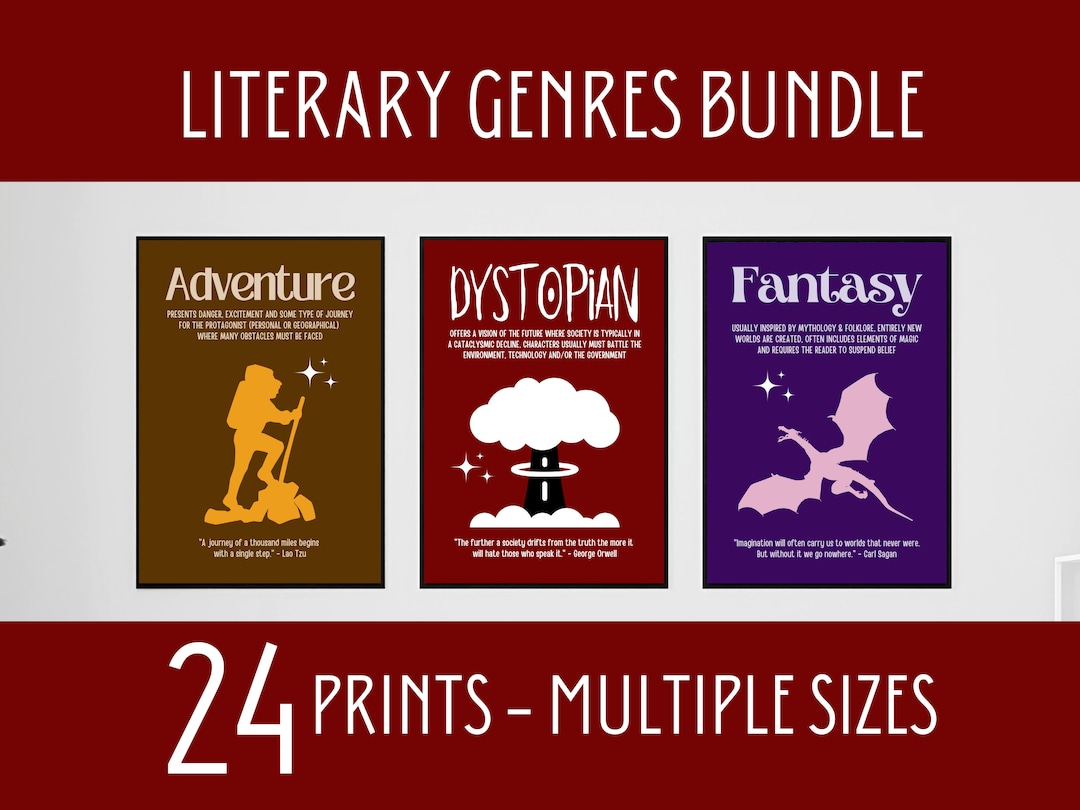 Literary Genres Poster Bundle, Literary Prints, Novel Genres, English ...