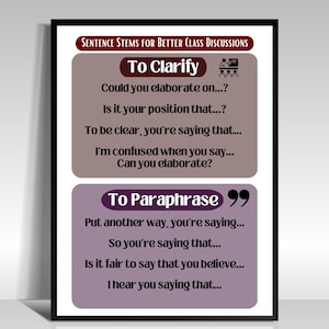 Sentence Stems Transition Words Class Discussions English Classroom ...