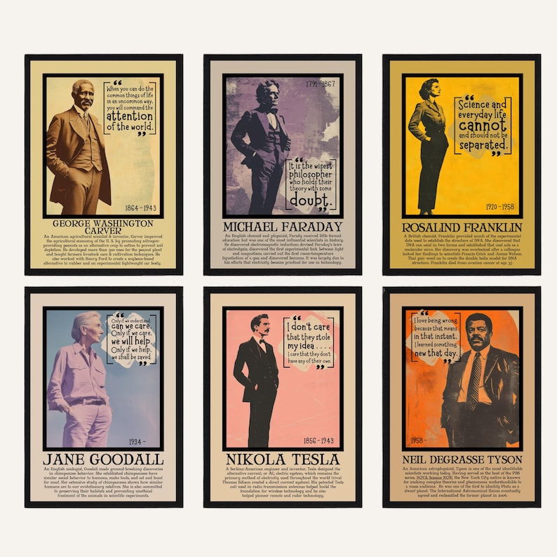 Famous Scientists Posters: Vintage Science Classroom Decor Women in ...