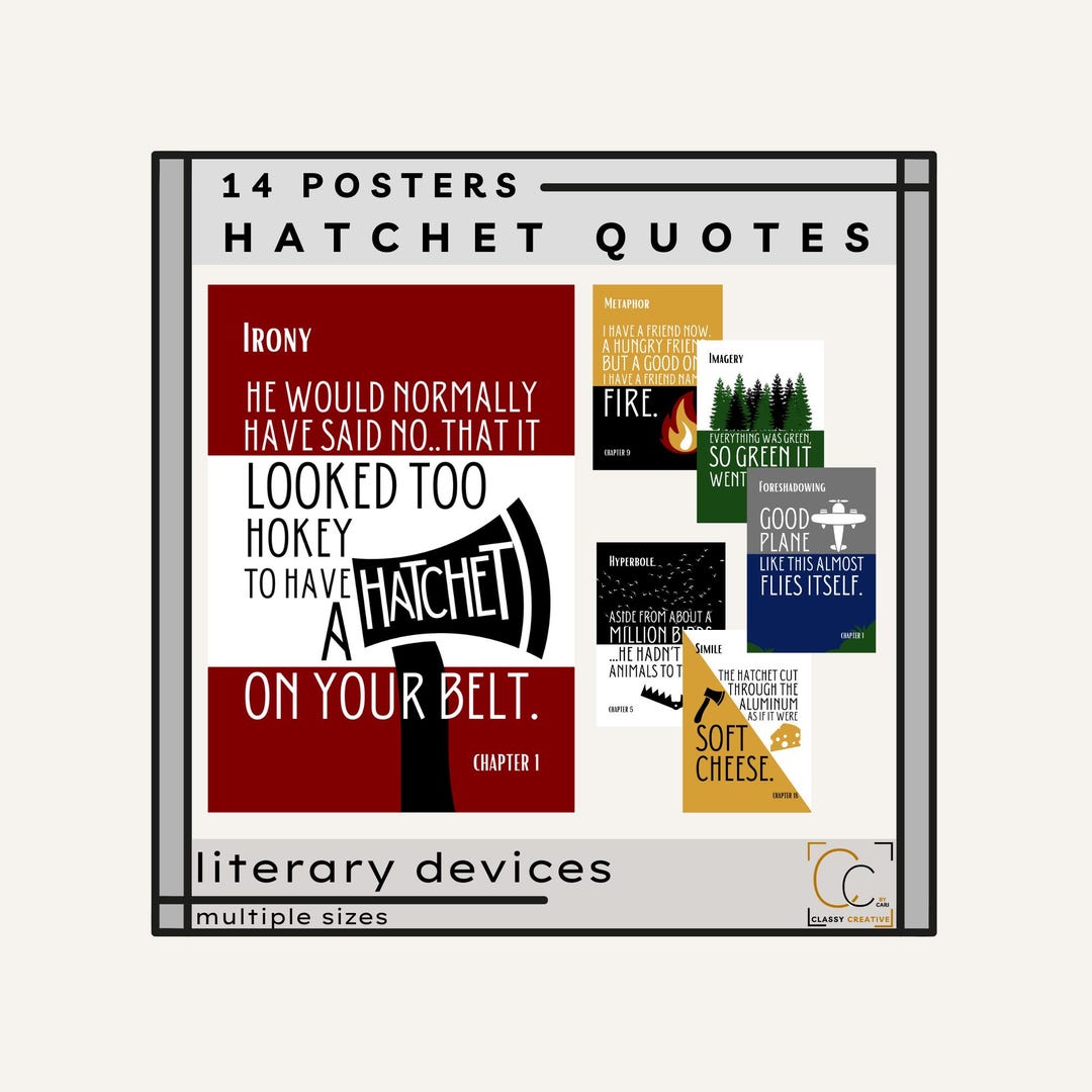 Hatchet Literary Devices Posters: Middle School English Classroom Decor ...