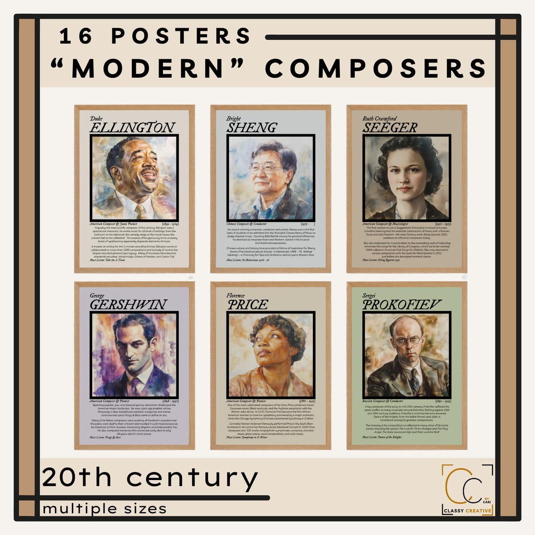 Classical Composers Poster Bundle 20th Century Composers Contemporary ...