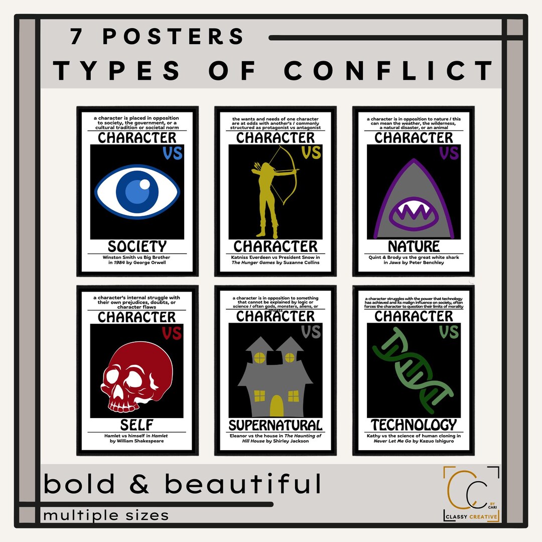 Types of Conflict Posters Literary Elements Parts of a Story High ...