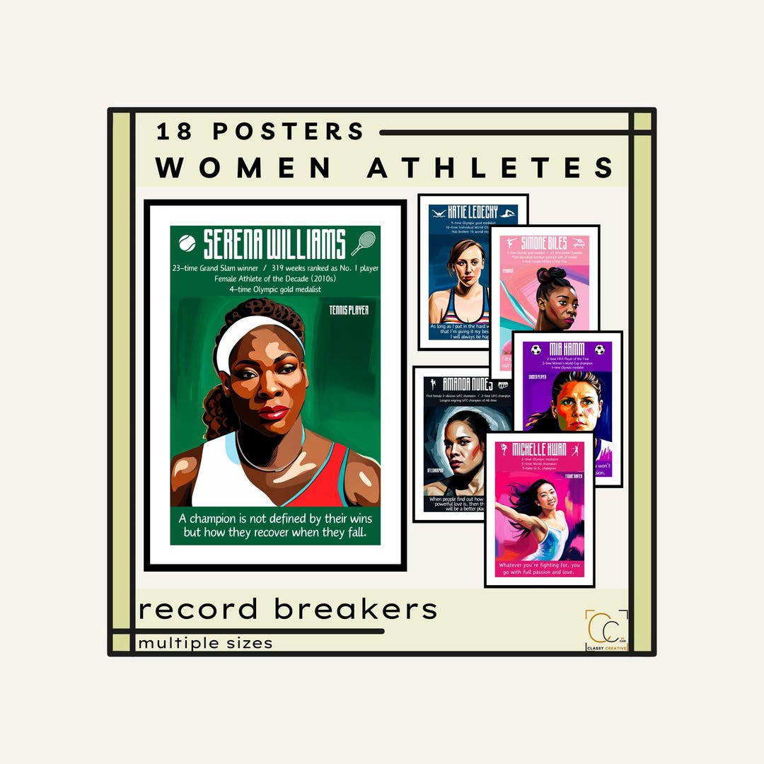 Women's History Month Posters: Famous Female Athletes Inspiring Women ...