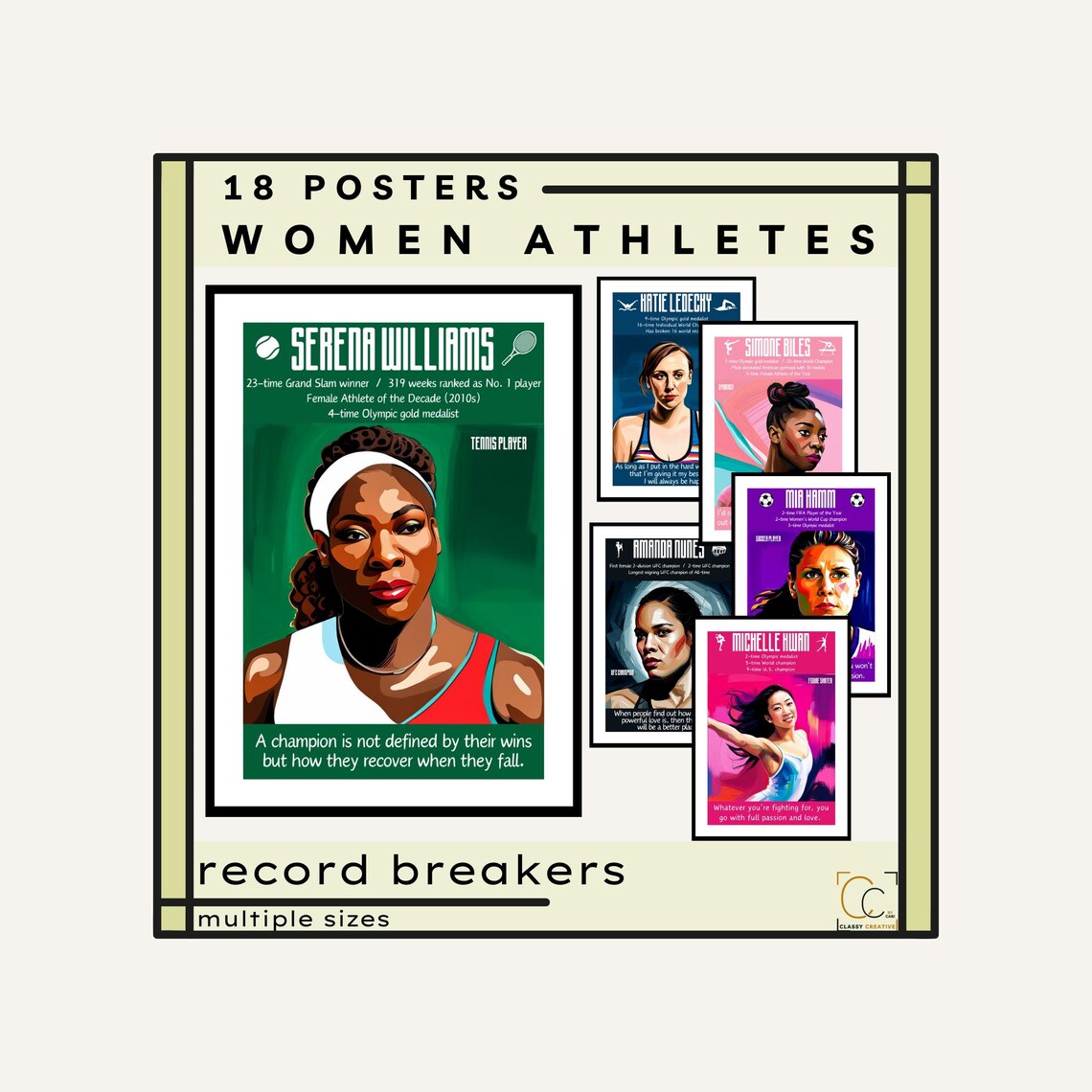 Women's History Month Posters: Famous Female Athletes Inspiring Women ...