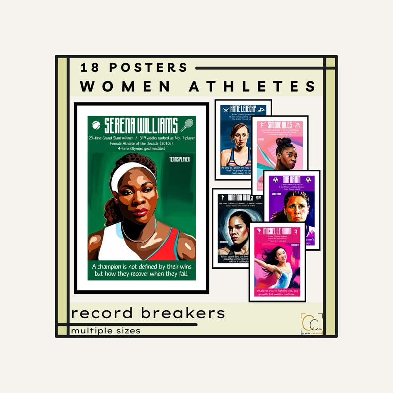 Women's History Month Posters: Famous Female Athletes Inspiring Women ...