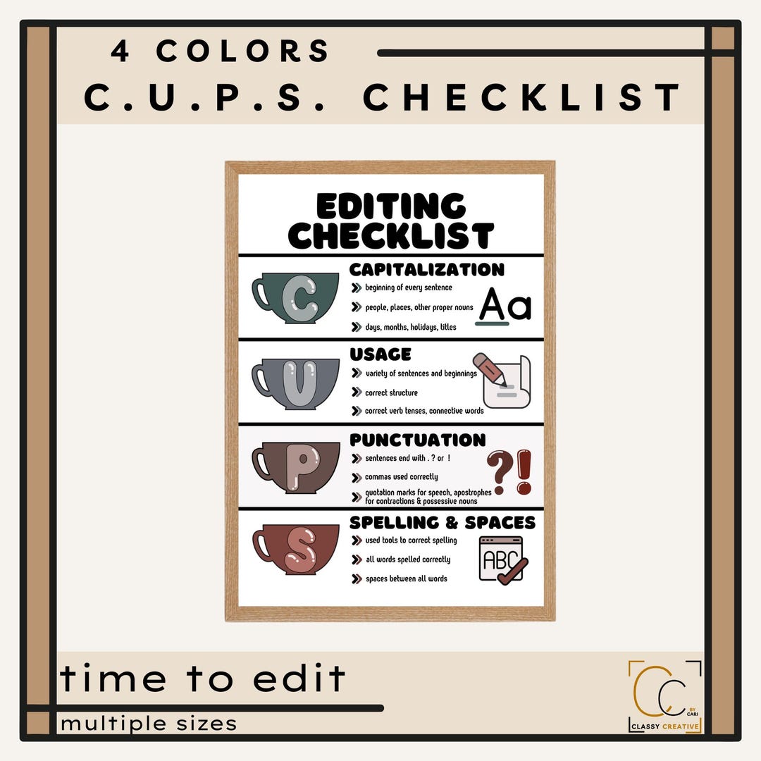 CUPS Editing Checklist Editing Anchor Poster Middle School English ... CUPS Editing Checklist Editing Anchor Poster Middle School English ...