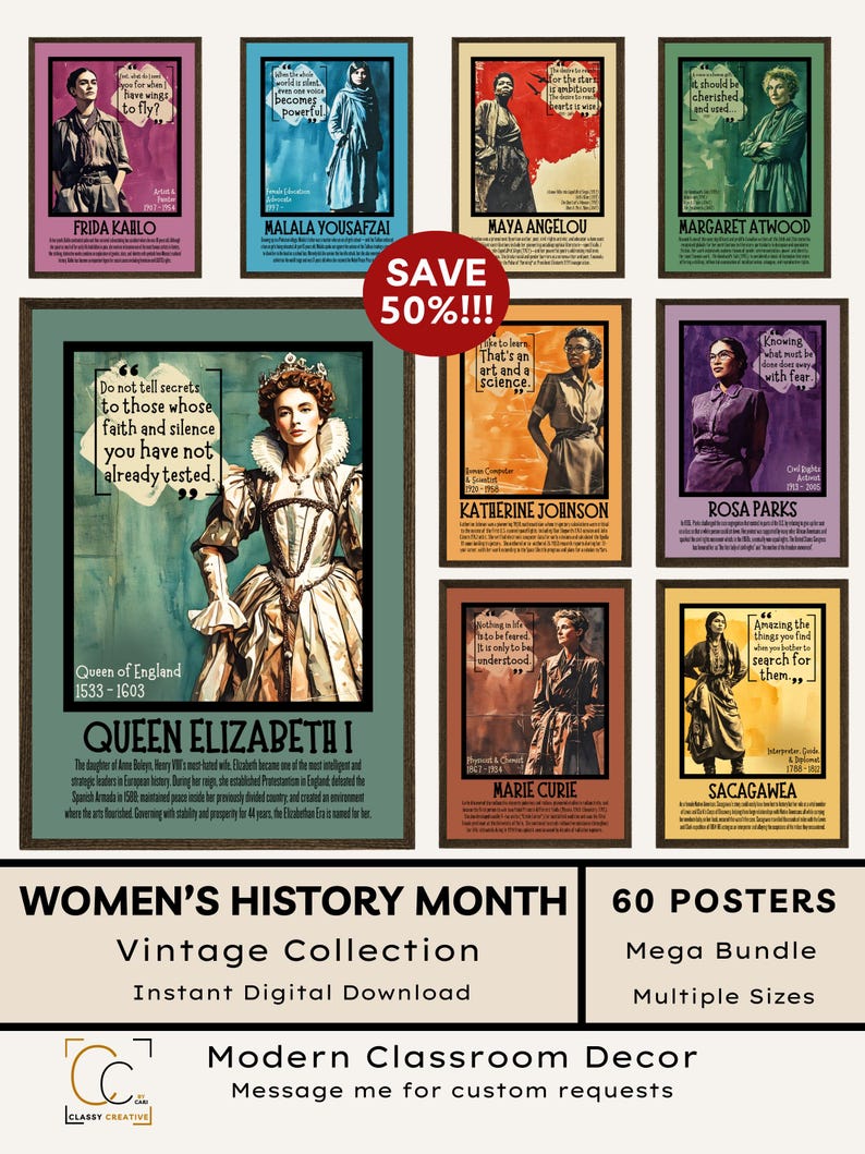 Women's History Month Poster Bundle: Famous Female Authors Scientists ...