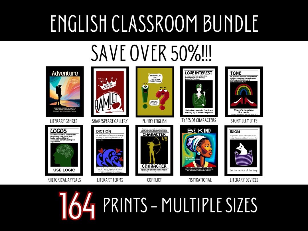 English Classroom Poster Bundle, High School English Class Bulletin ...