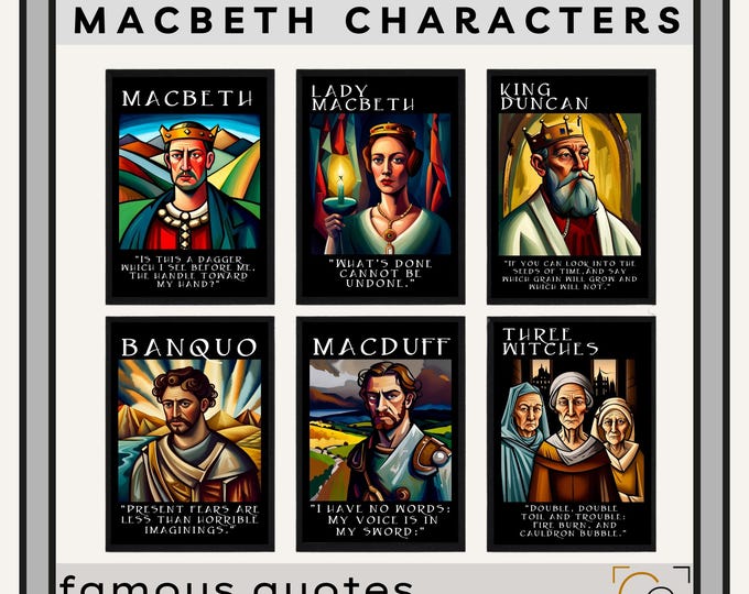 Macbeth Printable High School English Classroom Posters Set of 8 Prints ...