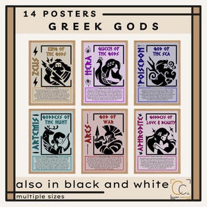 Greek Gods Mythology Posters Famous Olympians History Classroom Decor ...