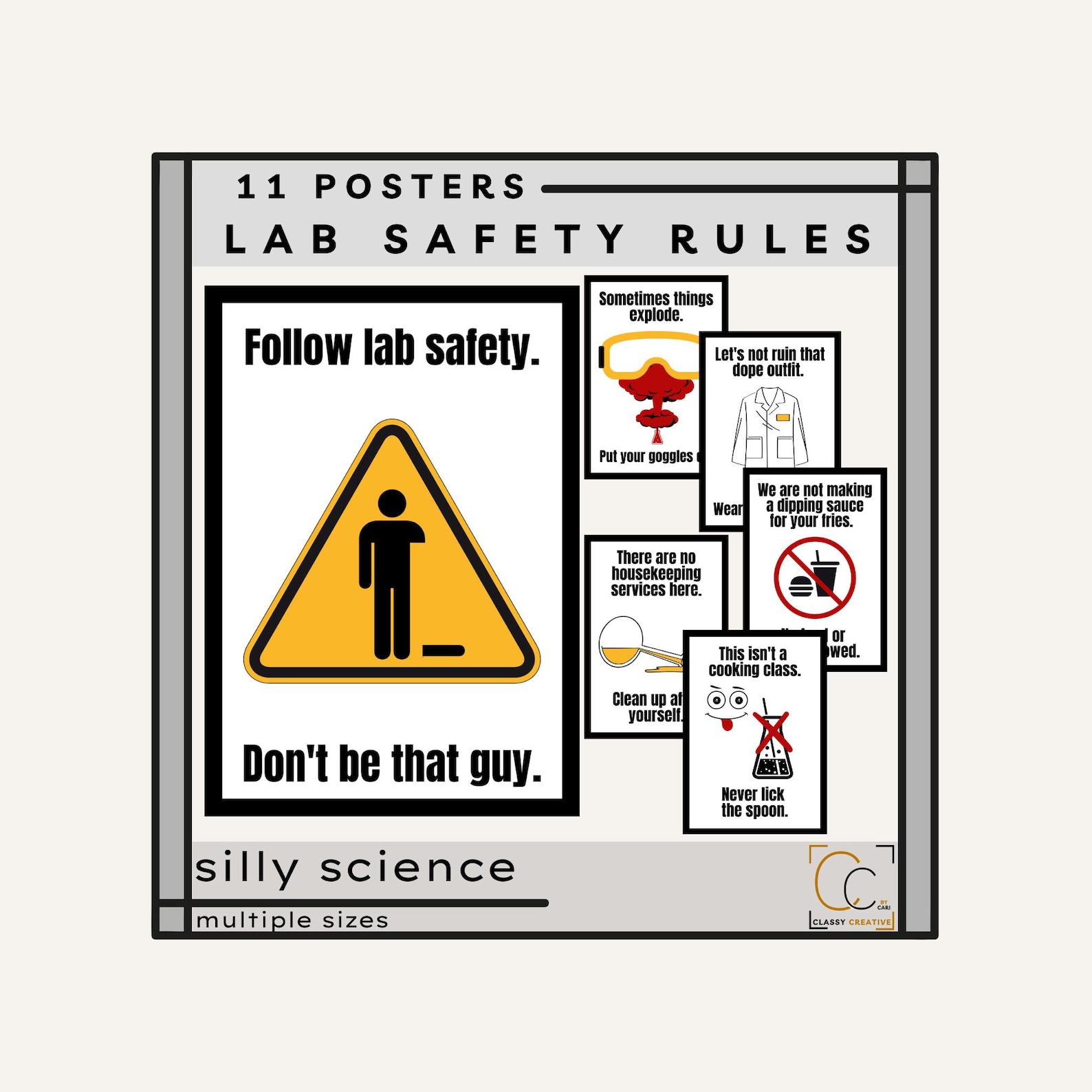 Funny Science Lab Safety Rules Posters: Middle School Science Poster ...