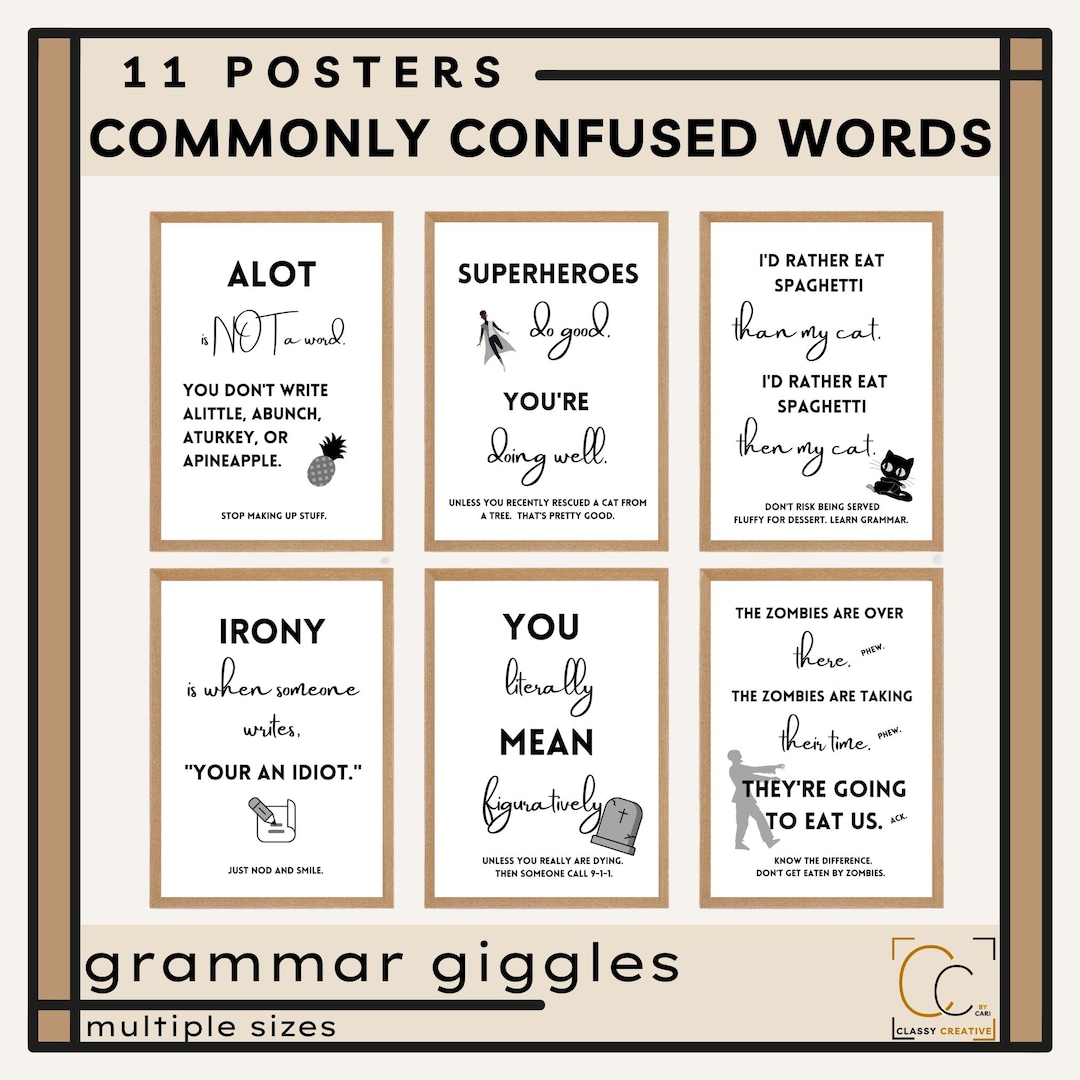 Funny Grammar Posters Commonly Confused Words Grammar Mistakes Posters ...