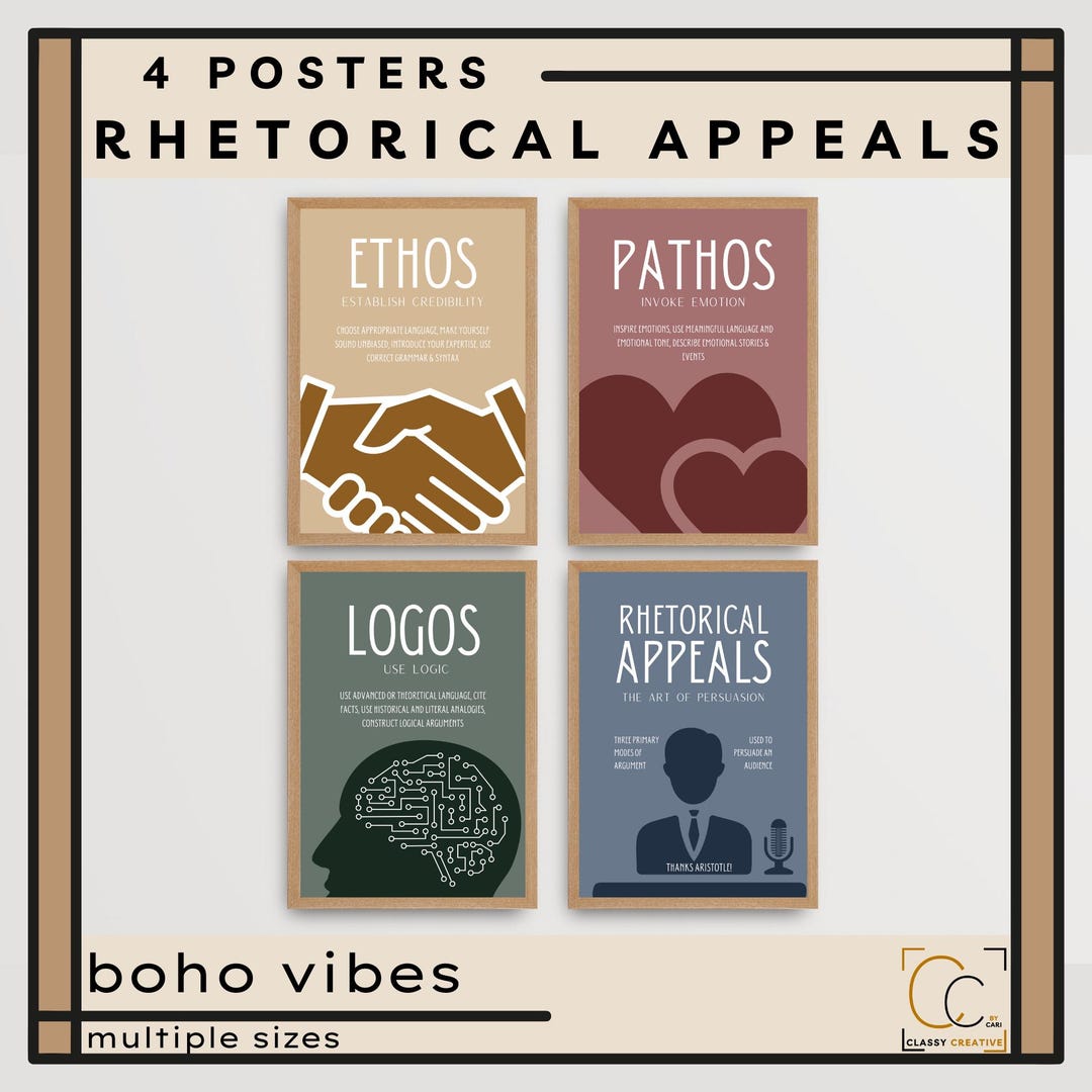 Ethos Pathos Logos Posters Rhetorical Appeals Posters Persuasive ...