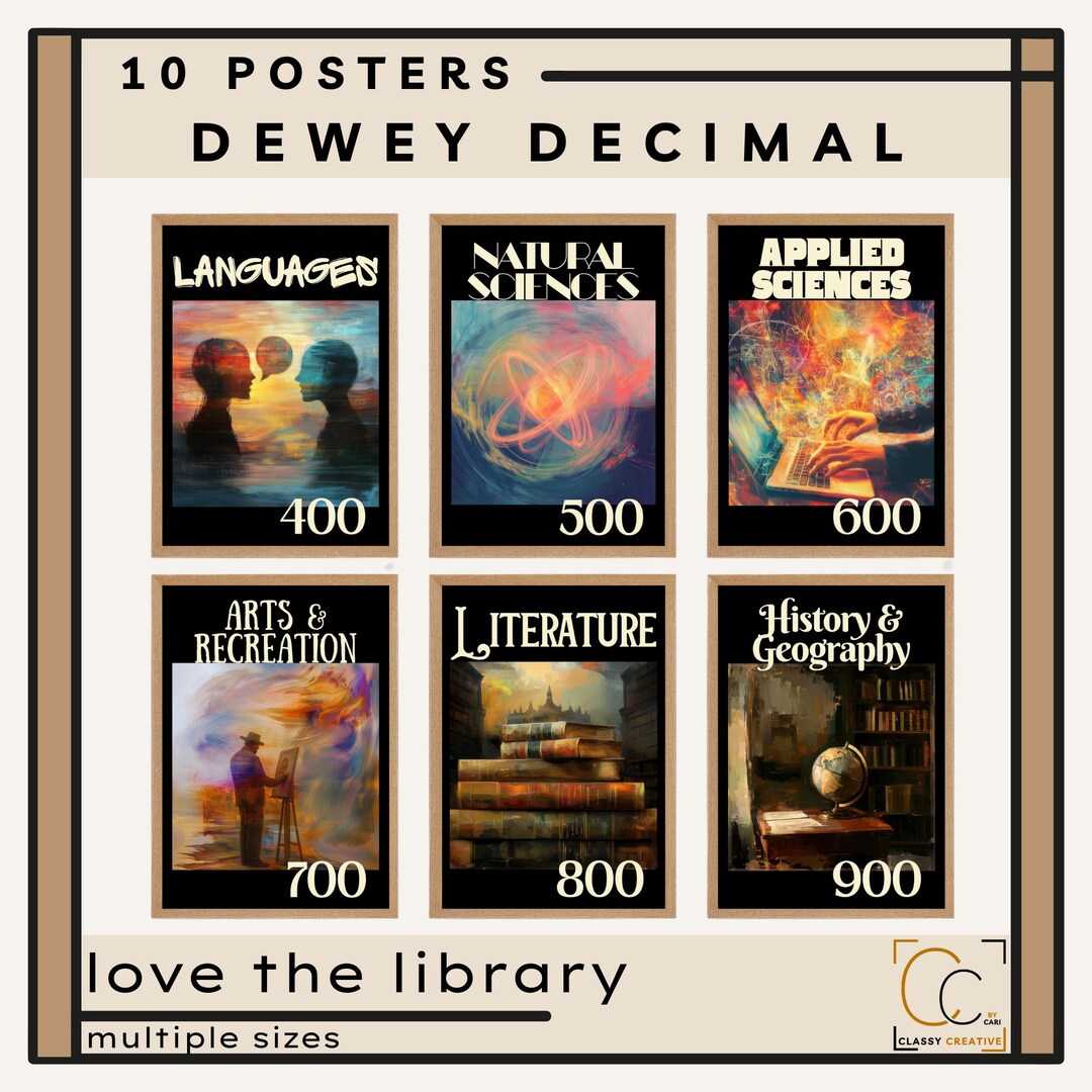 Dewey Decimal Classification Posters School Library Wall Art Library ...