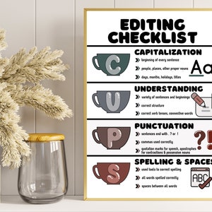 CUPS Editing Checklist Editing Anchor Poster Middle School English ...