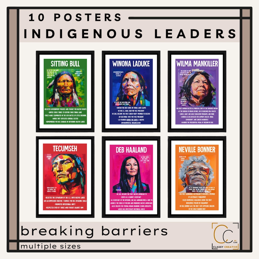 Indigenous Heritage Month Posters Native American Indigenous Leaders ...