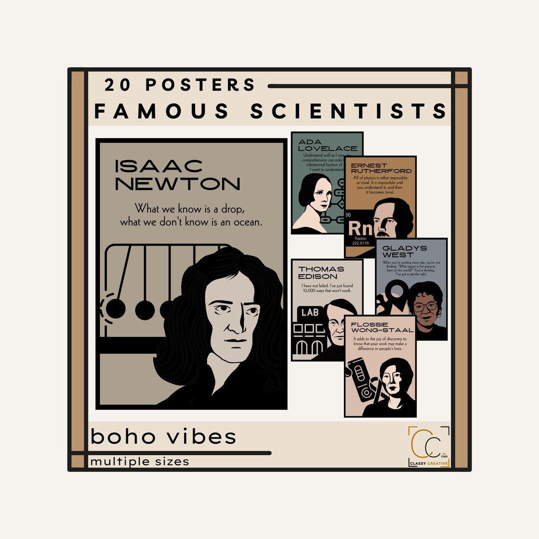 Famous Scientists Posters: Boho High School Science Classroom Poster ...