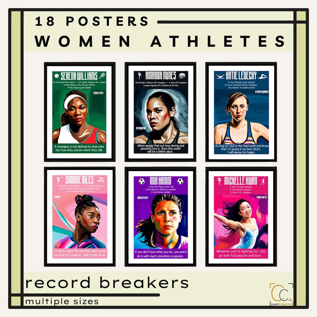 Women's History Month Posters Famous Women Athletes Inspiring Female ...