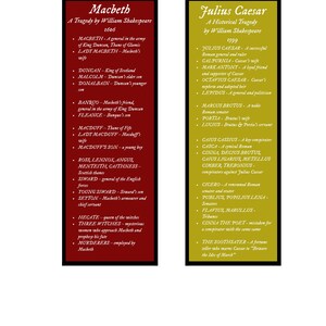 Shakespeare's Plays Bookmarks Famous Shakespeare Works High School ...