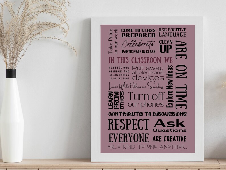 Classroom Rules Poster Classroom Behaviour Middle School - Etsy