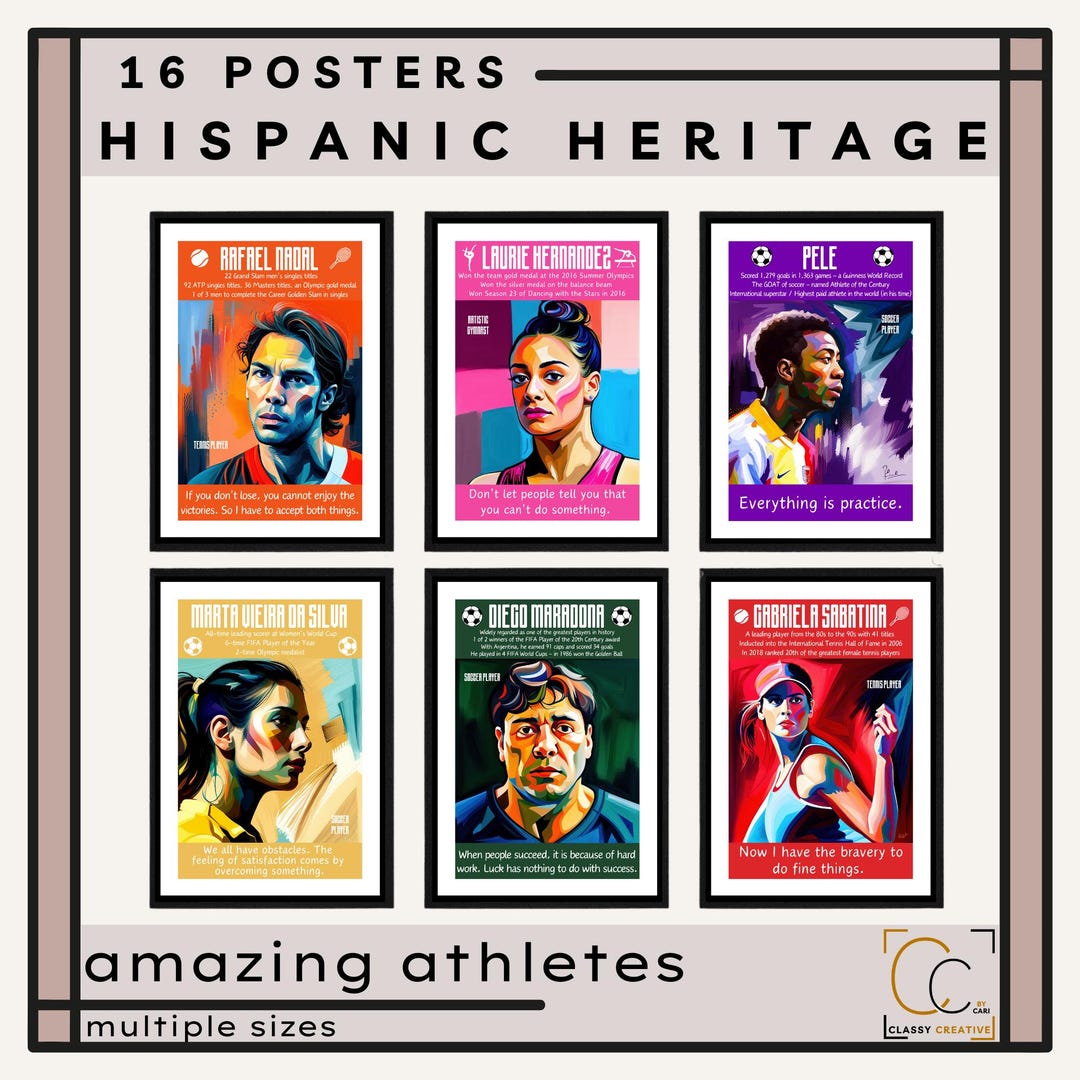 Hispanic Heritage Month Posters Athletes Hispanic Heritage Month ...