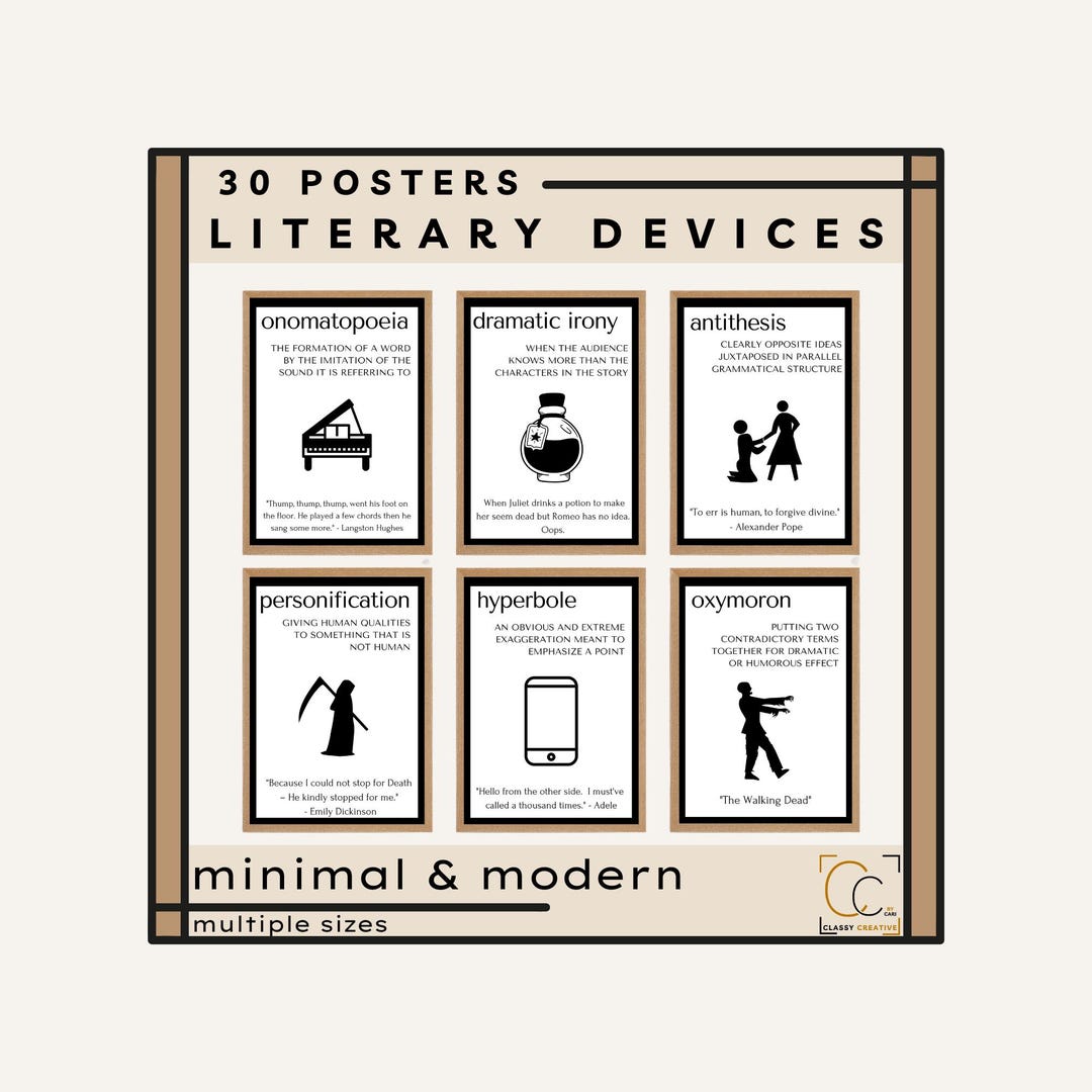 Literary Devices Poster Set: English Classroom Decor (digital Download ...