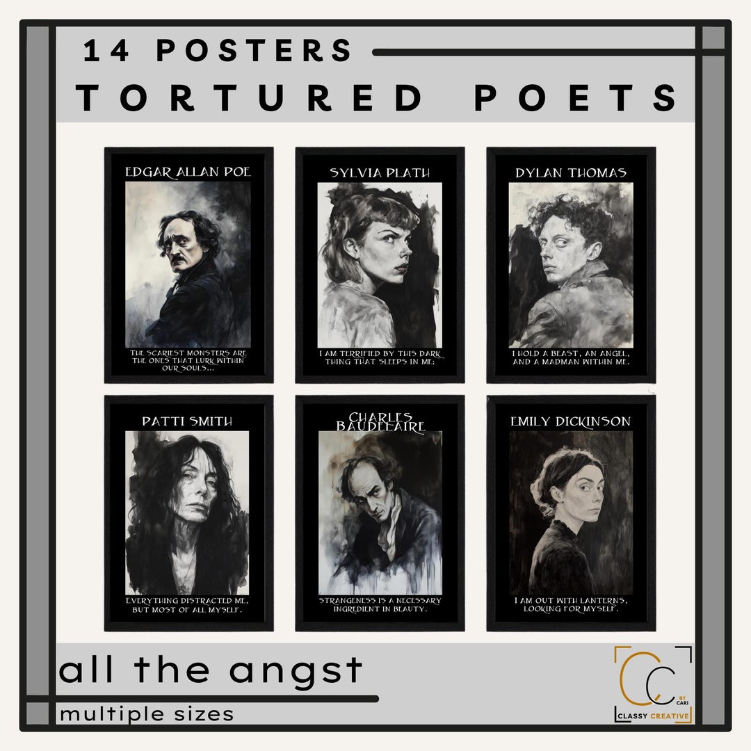 Tortured Poets Posters High School English Classroom Decor Gothic ...