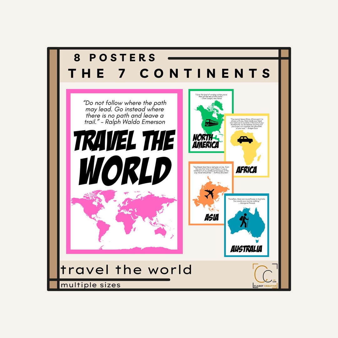 7 Continents Posters: Social Studies Classroom Decor World Travel ...