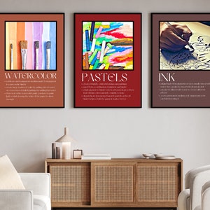 Art Mediums Classroom Poster: High School Art Classroom Decor Sculpture ...