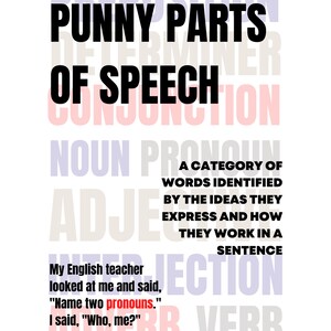 Parts of Speech Posters, Elementary Classroom, English Classroom Puns ...