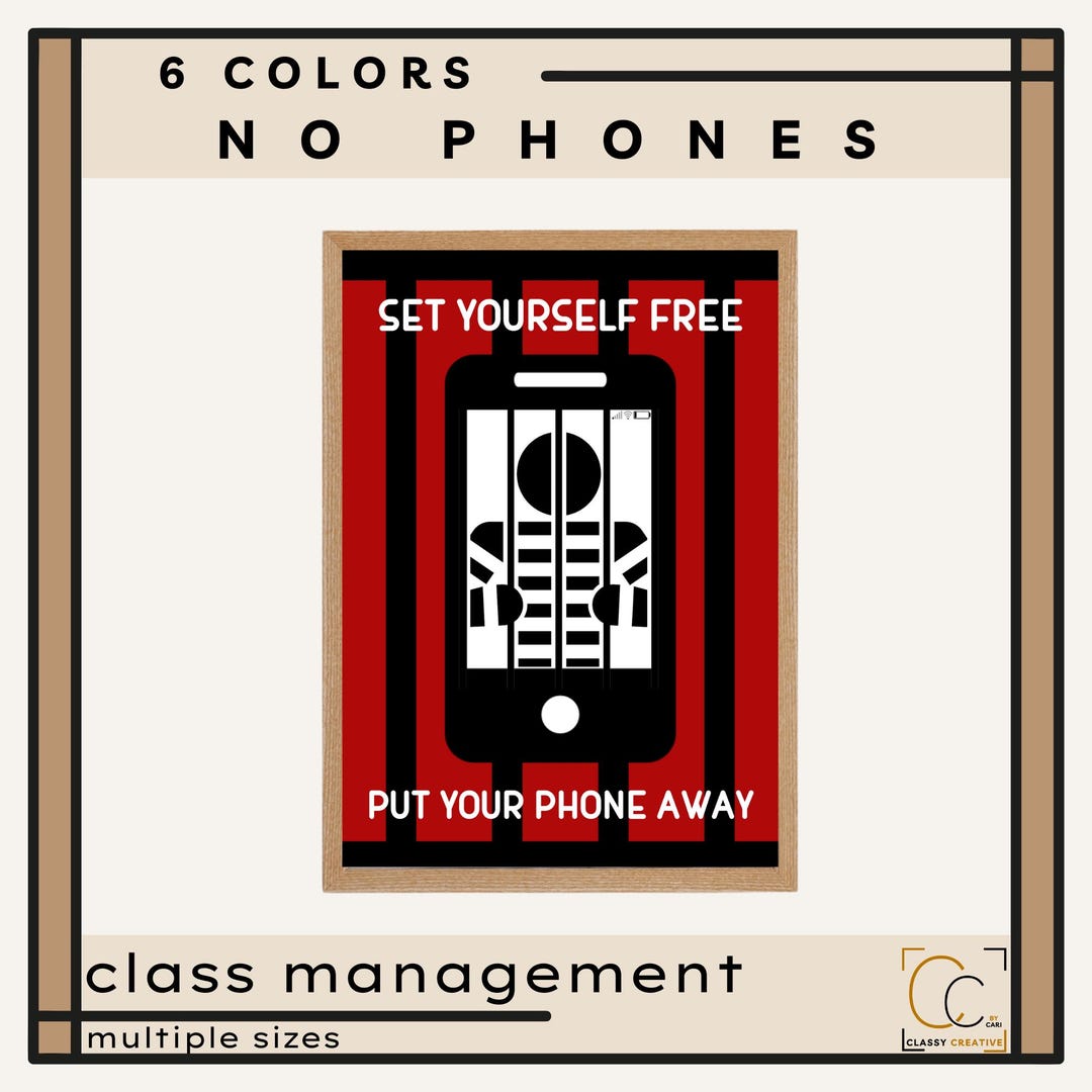 Classroom Rules Posters Classroom Management Decor No Phones Poster ...