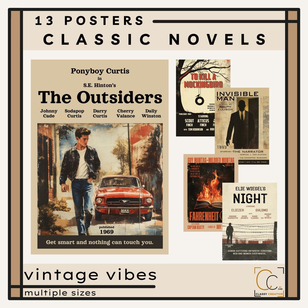 Classic Literature Posters Literary Print High School English Classroom ...