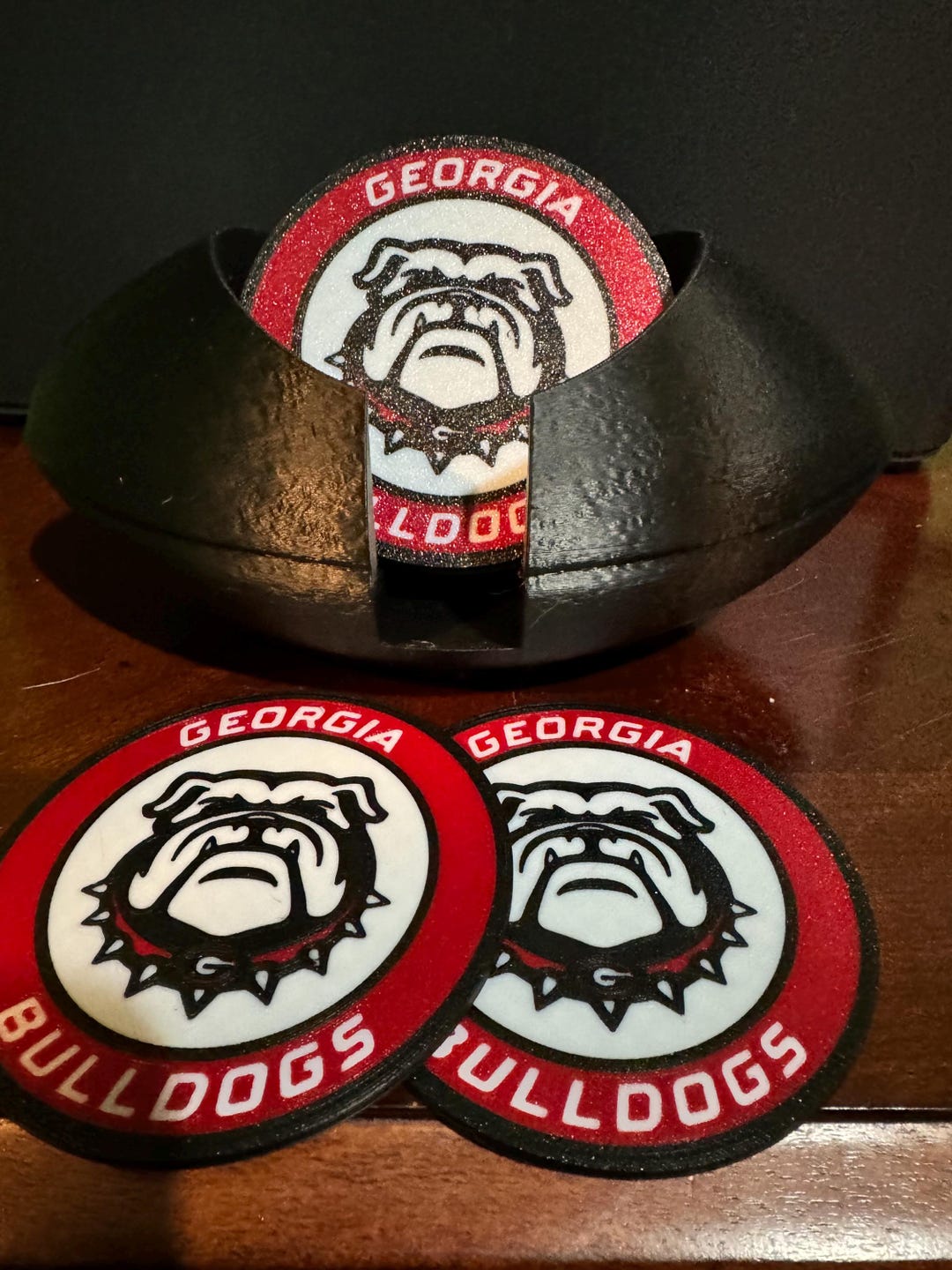 Georgia Bulldog Drink Coasters! With Football Holder Perfect for Any ...
