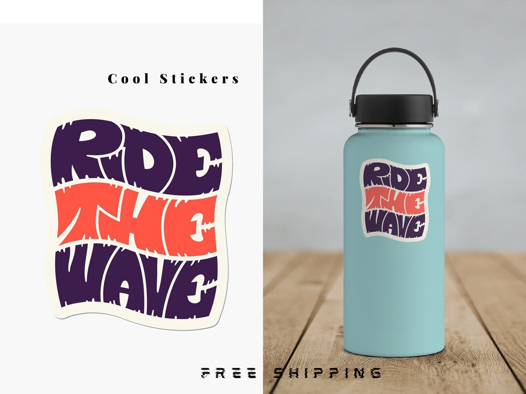 Cool Wave Ride Trending Stickers, Ride the Wave Sticker, Beach Sea Wave ...